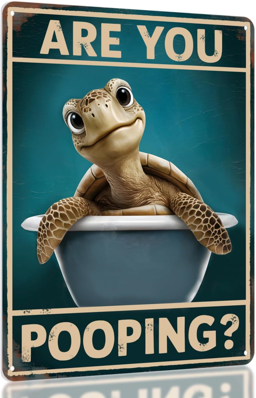 Amazon.com: Funny Sea Turtle Bathroom Decor – Are You Pooping Turtle ...