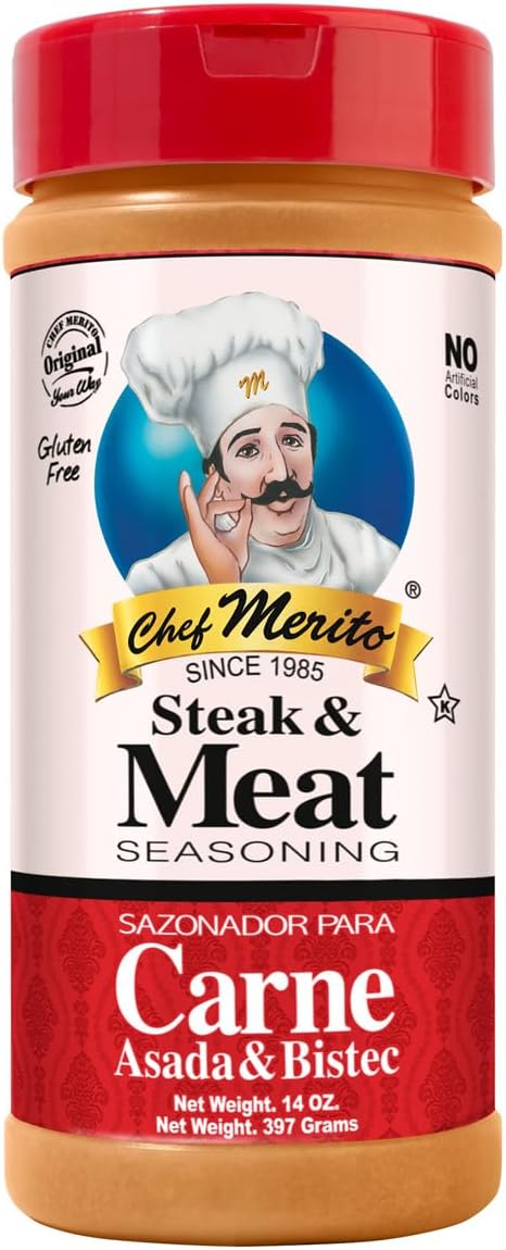Chef Merito Condimento para carne Carne Asada, 14 onzas : Amazon.com.mx ...