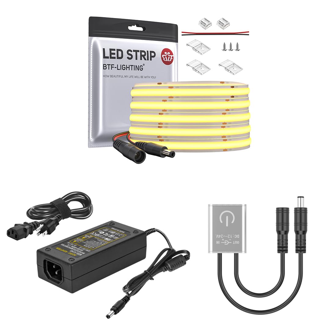 Amazon.com: BTF-LIGHTING FCOB COB LED Strip 14W/m 16.4FT DC24V Warm ...
