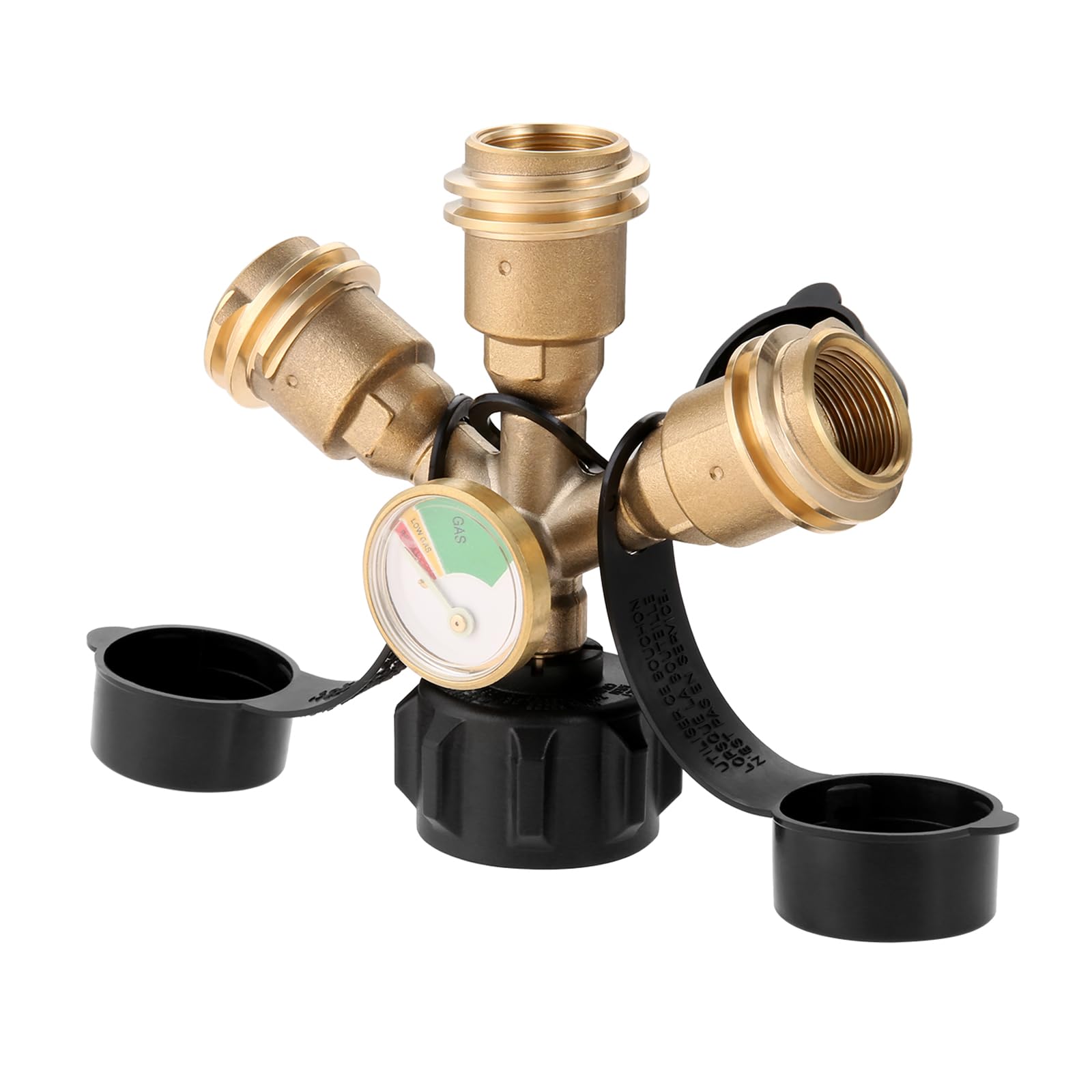 Amazon.com: 3 Way Propane Splitter with Gauge and Shut-Off Valve, 3 Y ...