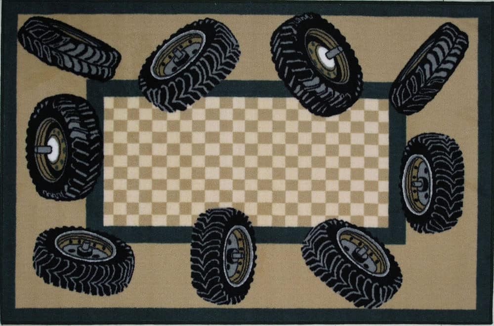 Amazon.com: Fun Rugs Fun Time Area Rug FT-136 Tire Border Brown Tires ...