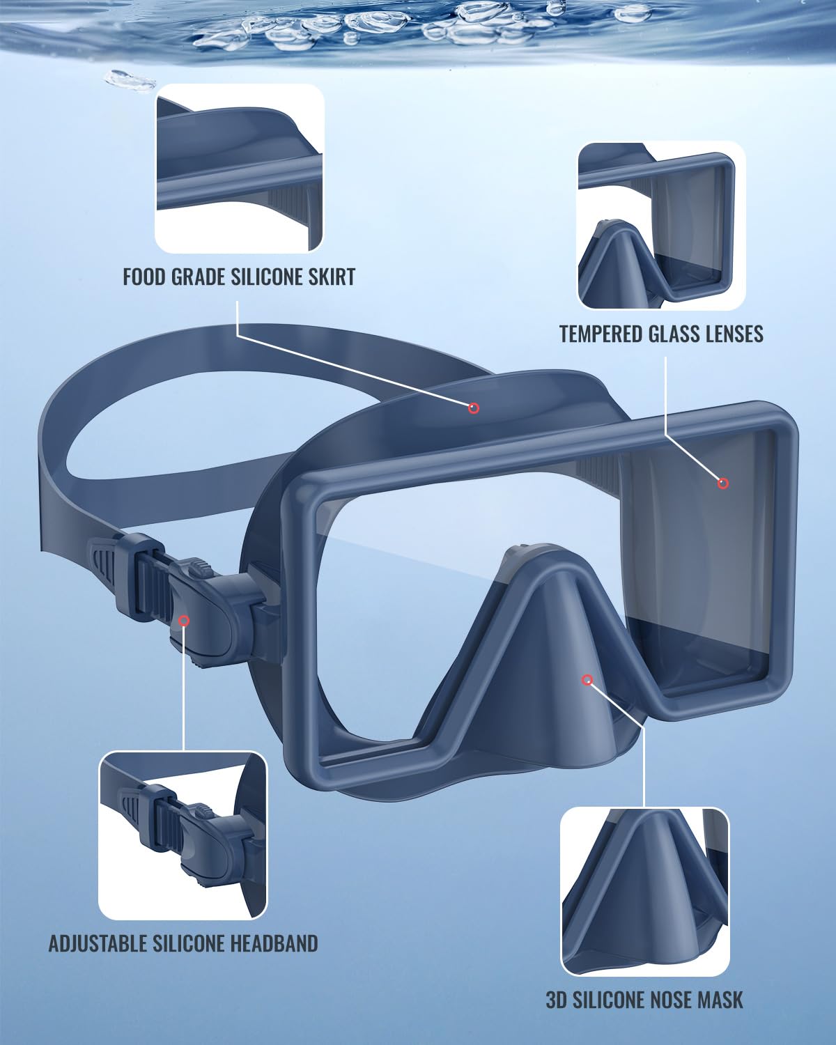 Snapklik.com : Snorkel Mask Anti-Fog Anti Leakage,Panoramic Diving Mask ...