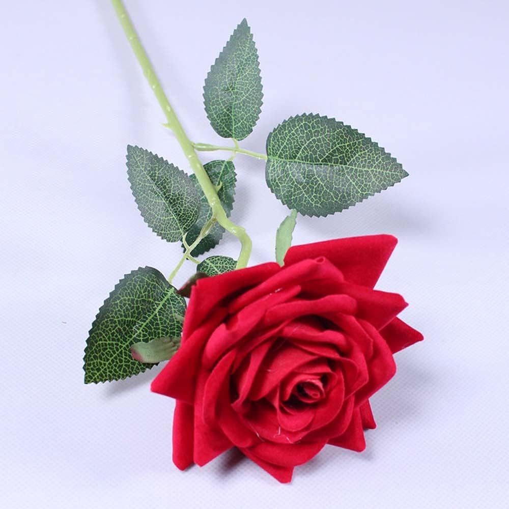 Amazon.com: 1pc Artificial Rose Flowers Fake Velvet Rose Flower with ...