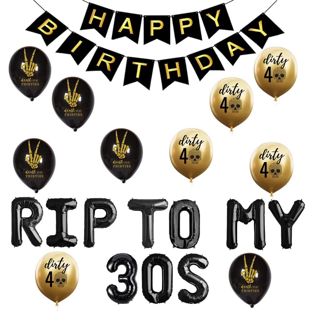 Amazon.com: Geloar RIP To My 30s 40th Birthday Party Supplies, RIP ...