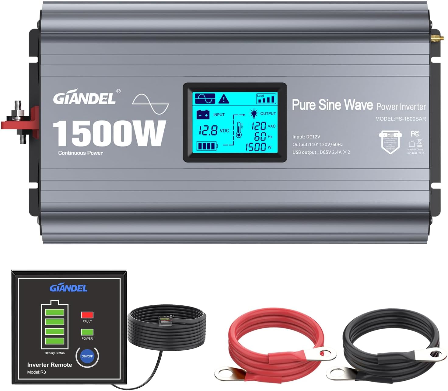 Amazon.com: GIANDEL 1500 Watt Pure Sine Wave Power Inverter with UL458 ...