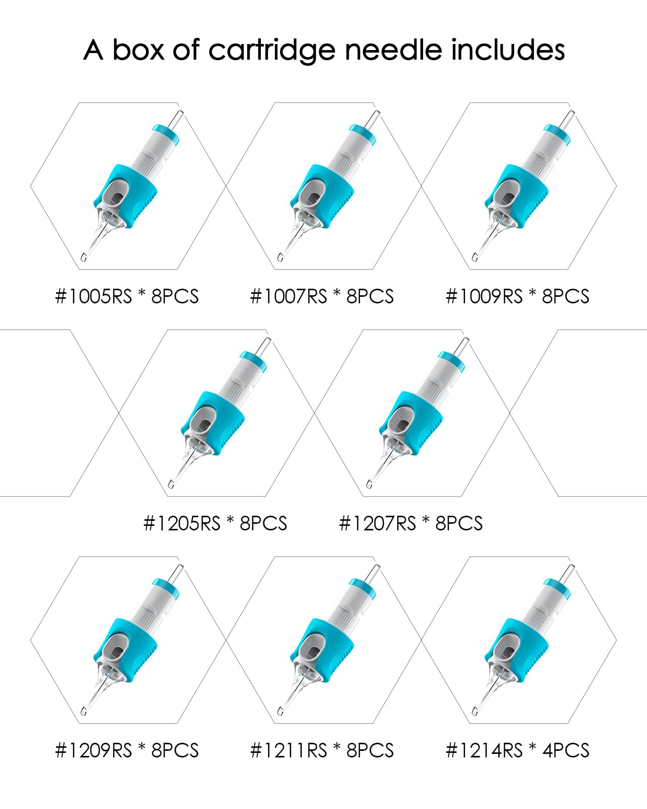 Snapklik.com : 60 Assorted Tattoo Needles Cartridge Mixed Size #10 ...