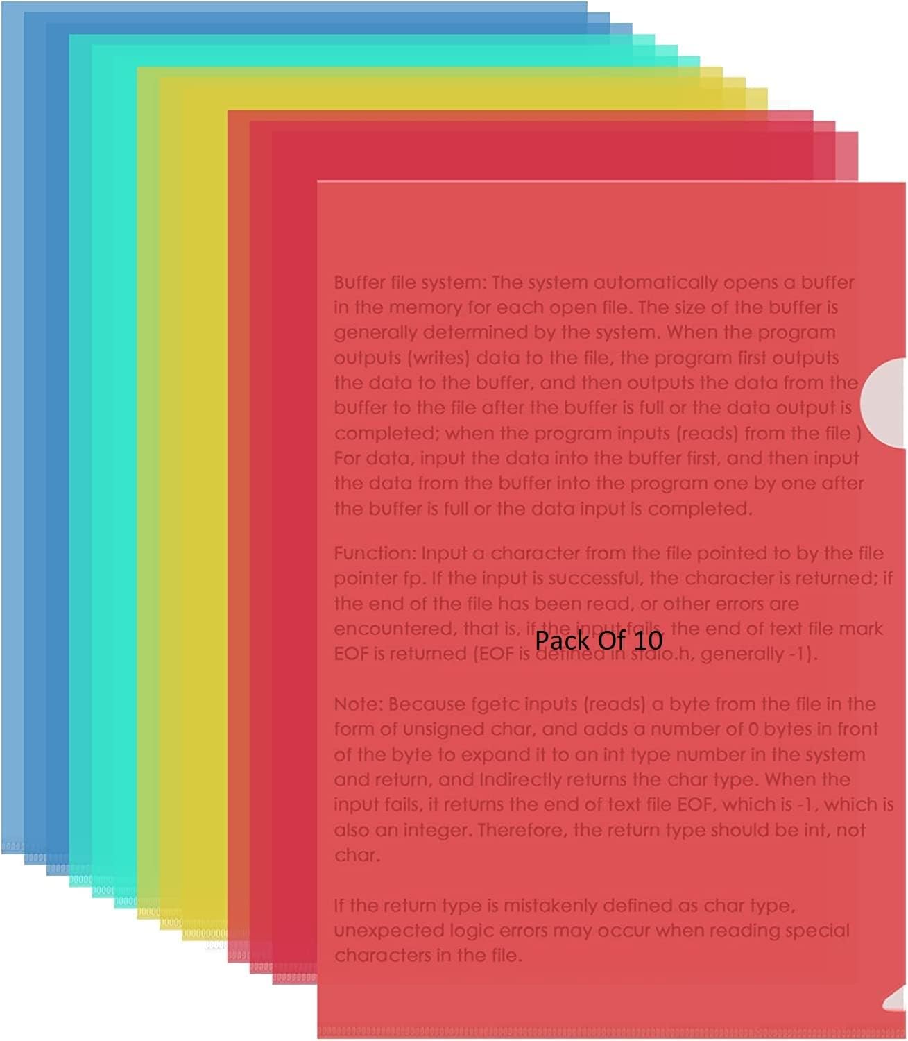 Shining Zon L Folder File A4 Size Durable Transparent Colour Documents ...