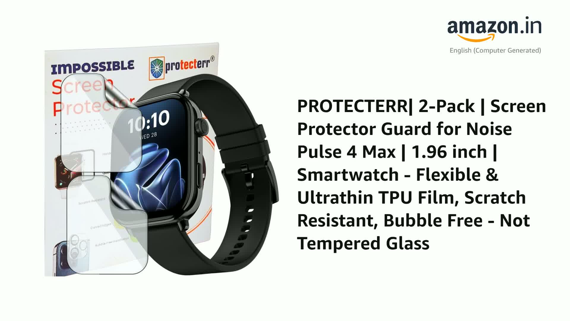 Watch PROTECTERR| 2-Pack | Screen Protector Guard for Noise Pulse 4 Max ...