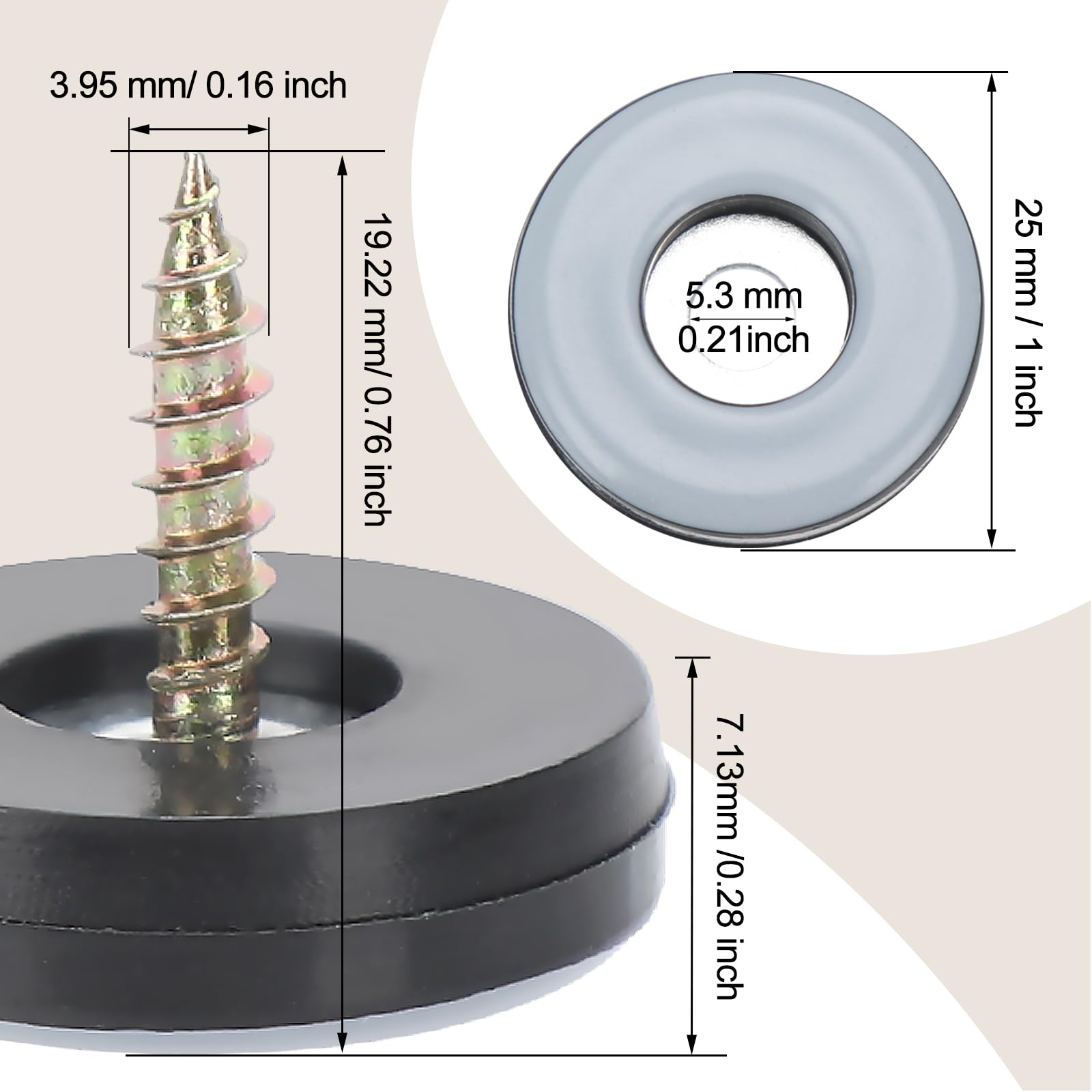 Snapklik.com : 1" Nail Furniture Sliders 24 Pack Chair Feet Sliders ...