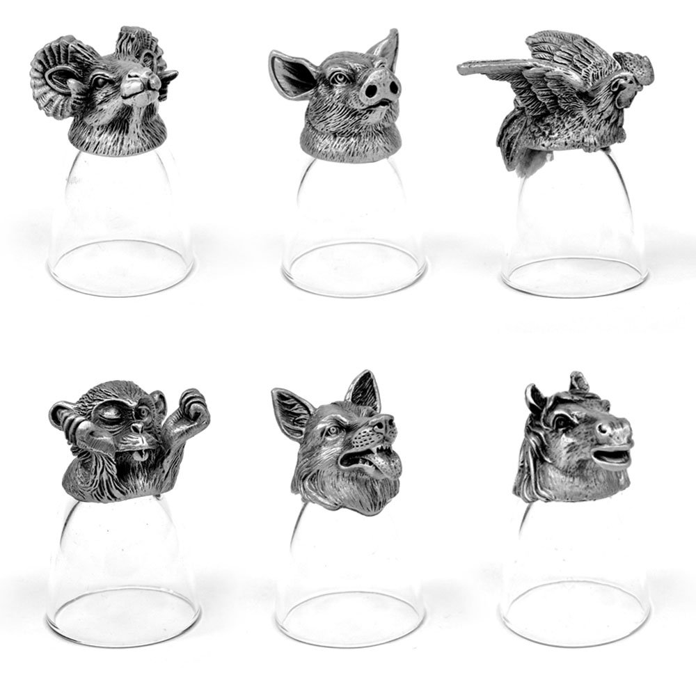 Buy Animal Head Shot Glasses,30ml,Set of 1 Horse, 1 Ram, 1 Monkey, 1 ...