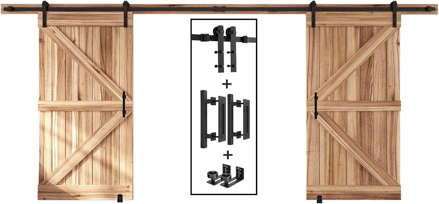 Amazon.com: EaseLife 16 FT Double Door Sliding Track Kit + 2Pcs 12 ...