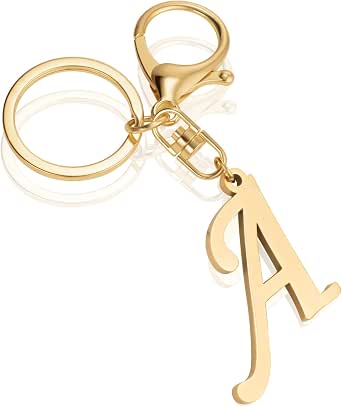 XGALBLA Cute Stainless Steel Gold Letter A-Z Keychain for Women Bag ...