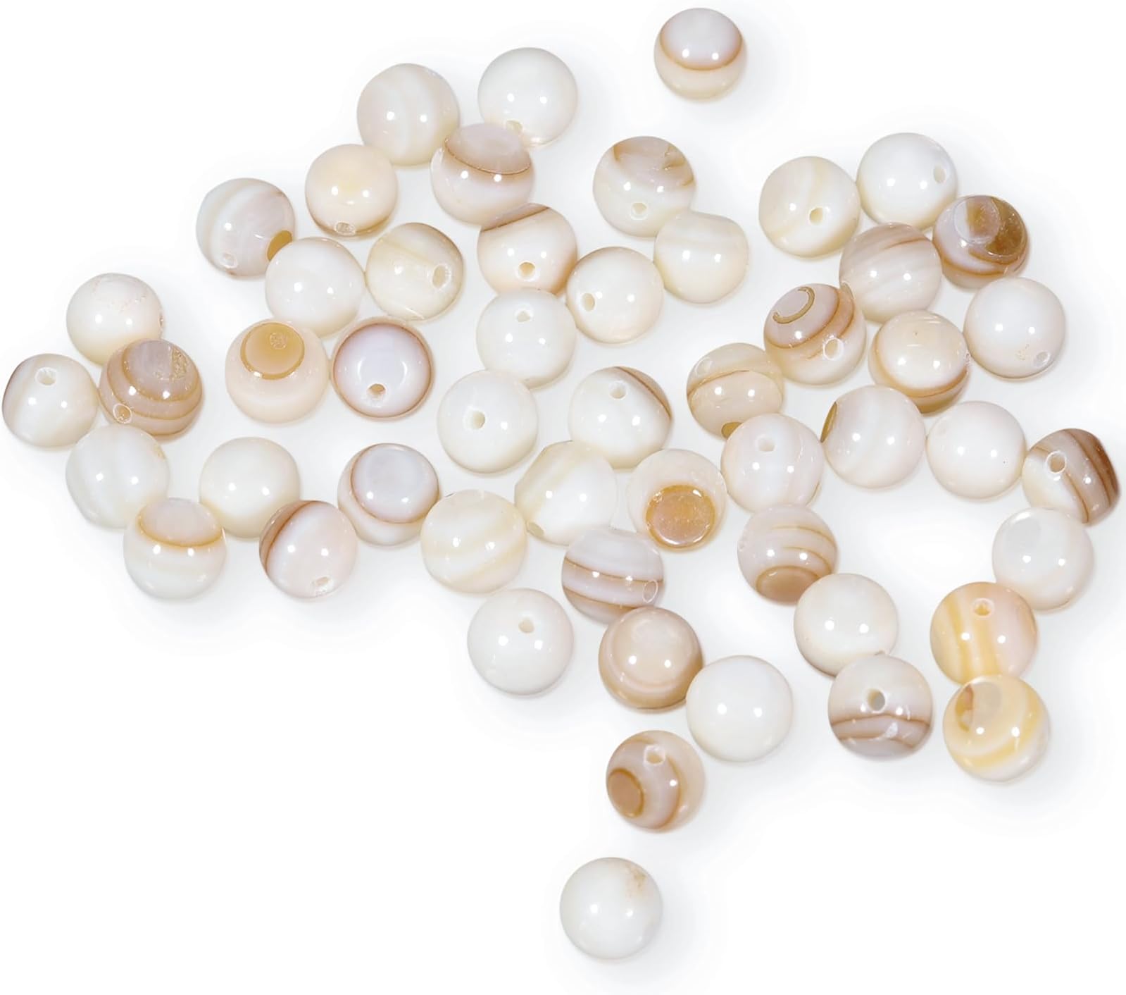Amazon.com: 50PCS 6mm Natural White Mother of Pearl Shell Beads ...