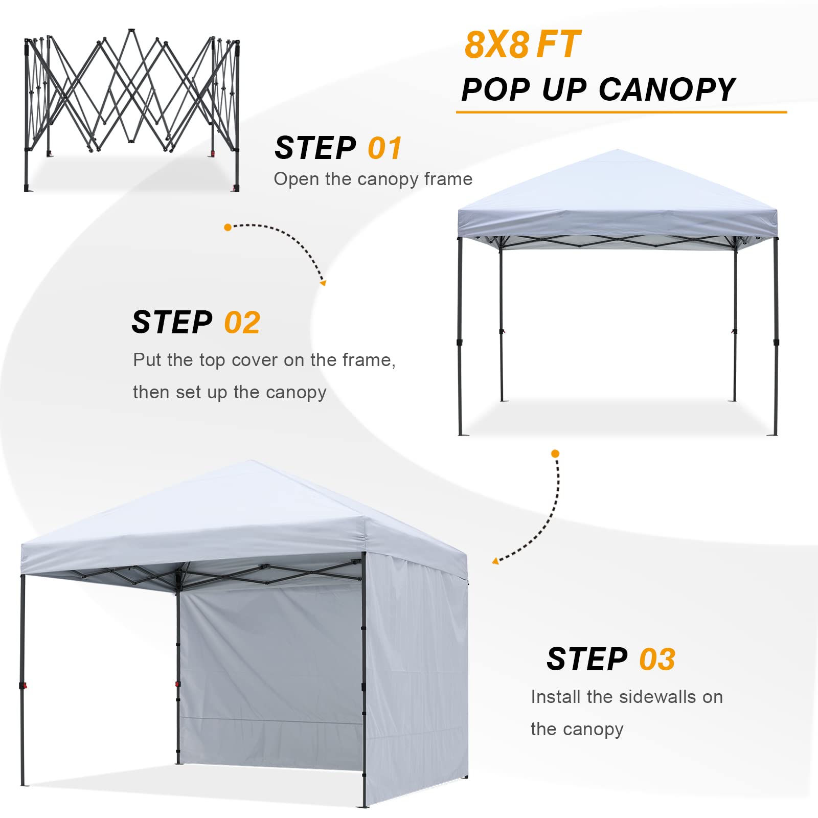 Snapklik.com : COOSHADE Pop Up Canopy Tent 8x8Ft Outdoor Festival ...
