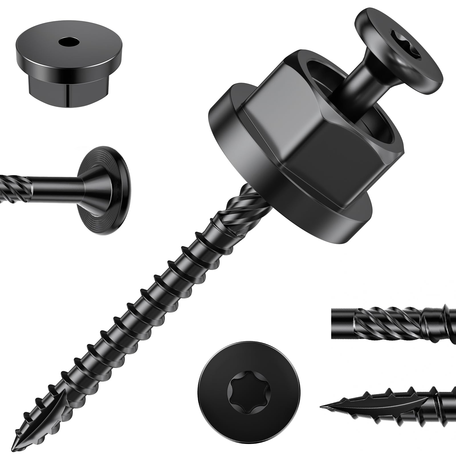 50Pcs 2-7/8 Inch Wood Screws, 24Pcs 1 inch Hex Screw Hardware Nuts ...