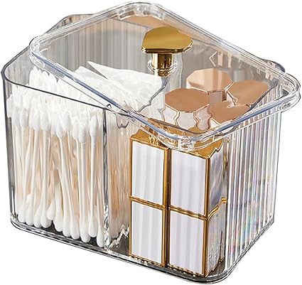 Amazon.com: WIWIUXY Qtips Holder Bathroom Container,3-Section Cotton ...