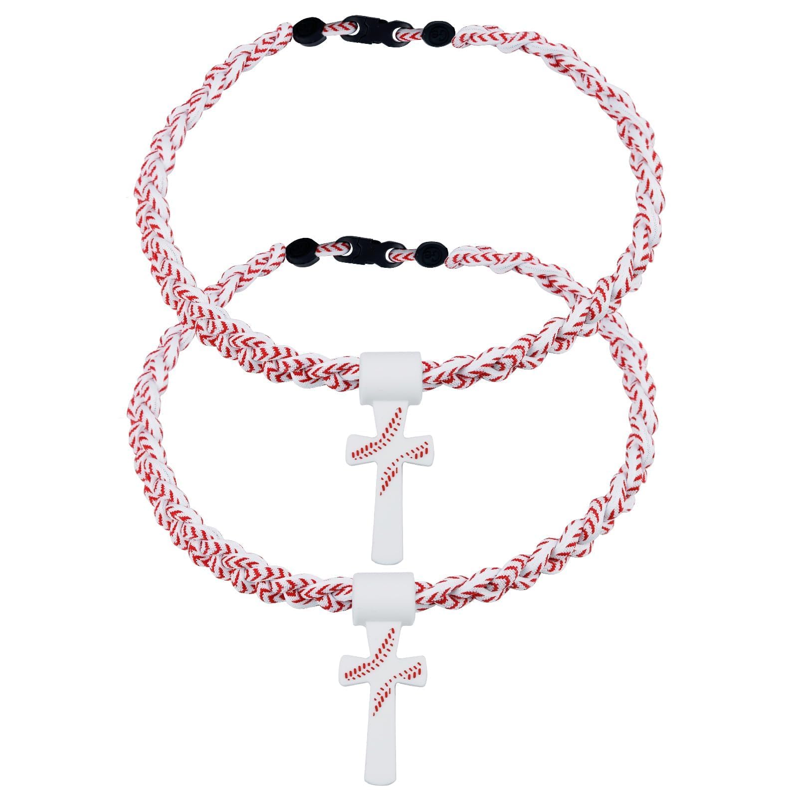 2 Pieces Baseball Cross Necklaces Braided Rope Tornado Titanium ...