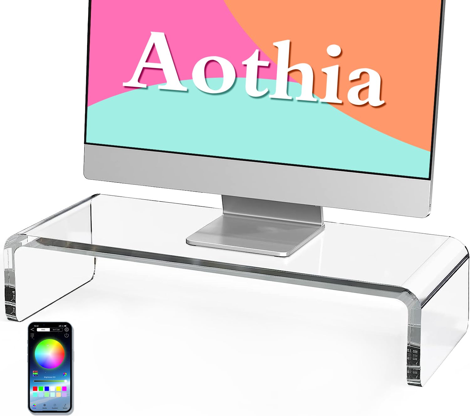 Acrylic Computer Monitor Stand Riser - Gaming Monitor Stand With LED ...