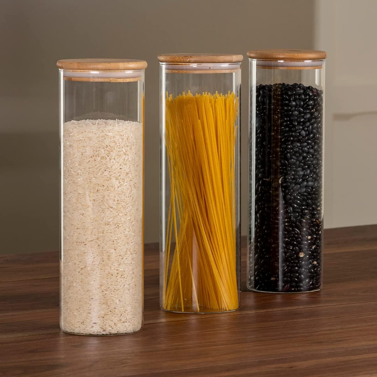 Zanetti - Juego de Recipientes Herméticos de Cristal con Tapa de Madera ...