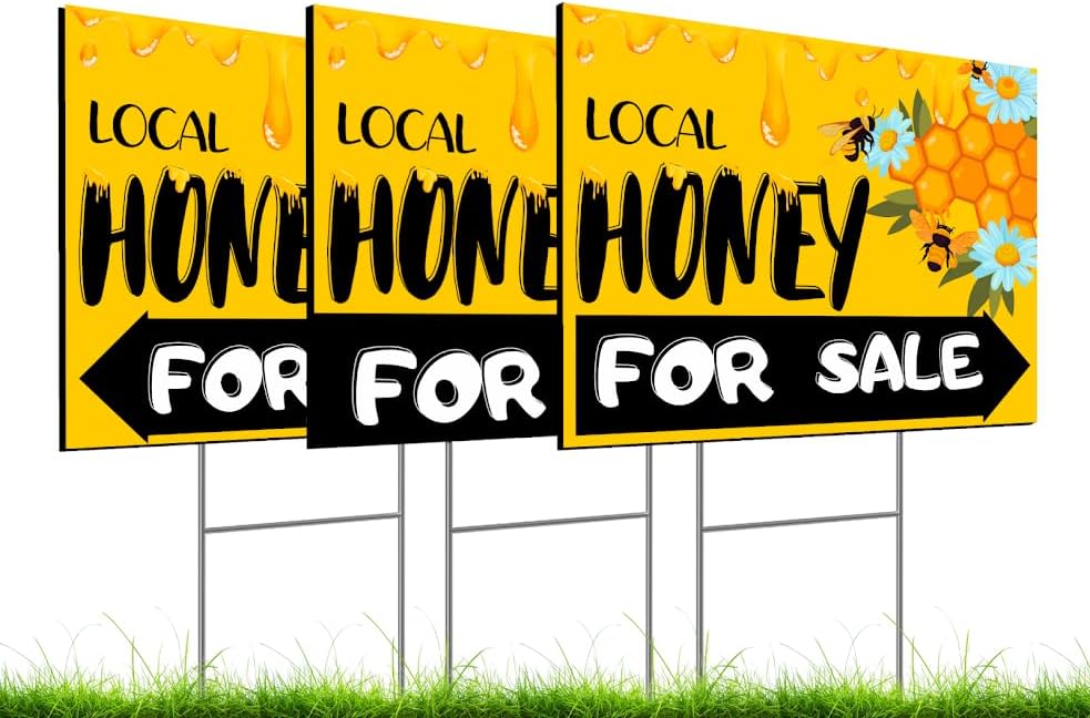 Amazon.com: Glenmal 3 Pcs Local Honey Yard Sign 12 x 16 Inch Plastic ...