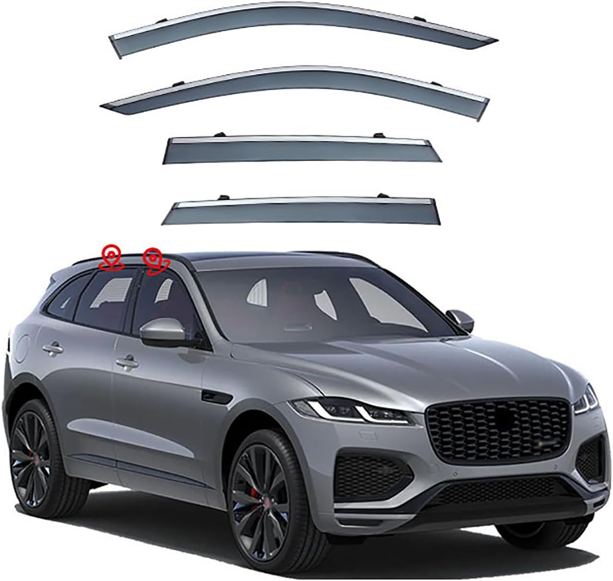 Amazon.com: Stainless Steel Car Wind Deflectors Window Visor Rain Guard ...