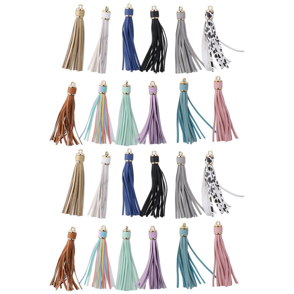 Amazon.com: Uniquer 24Pcs Colorful PU Tassels 3.9 inch Faux Leather ...