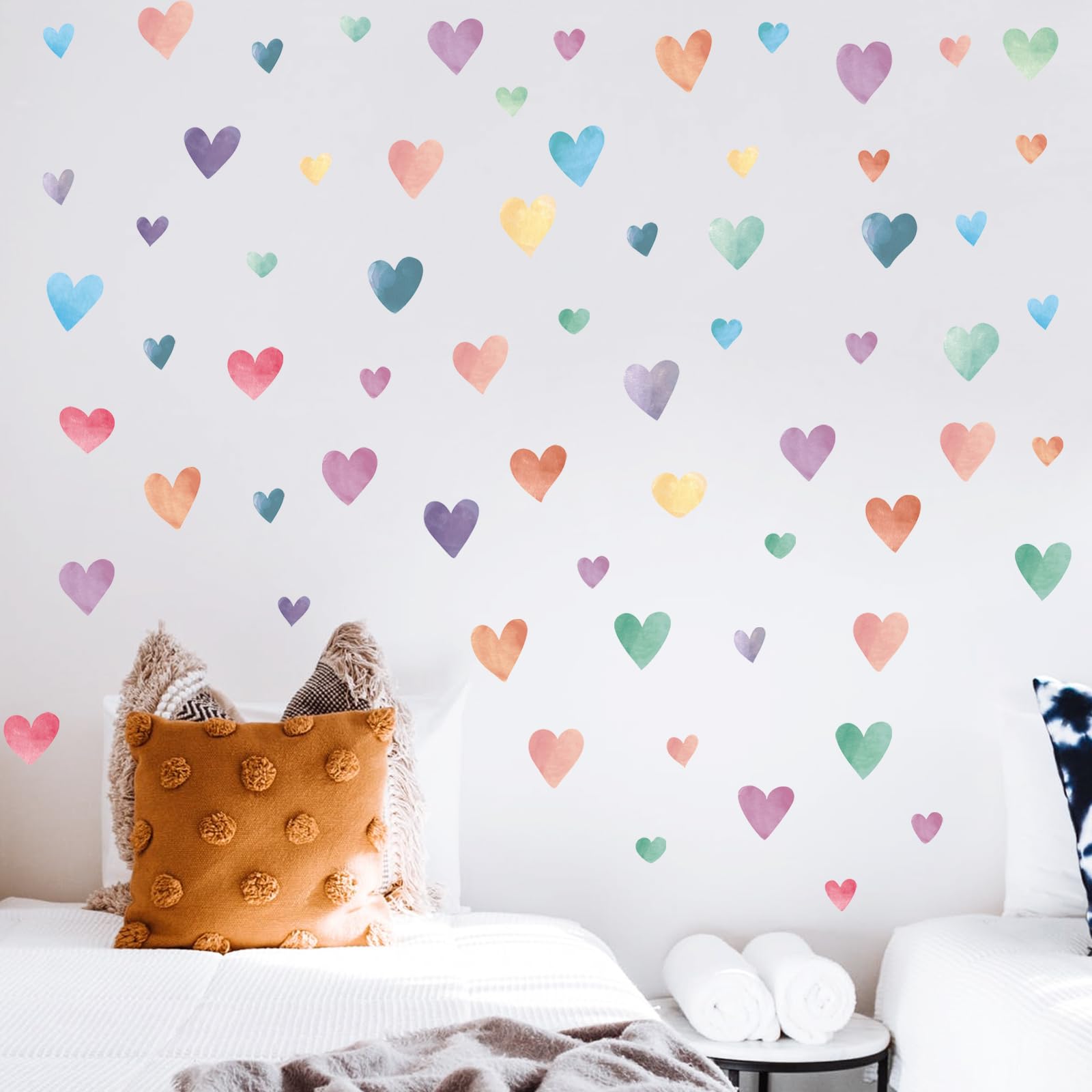 Amazon.com: 246PCS Heart Wall Stickers Watercolor Hearts Wall Decals ...