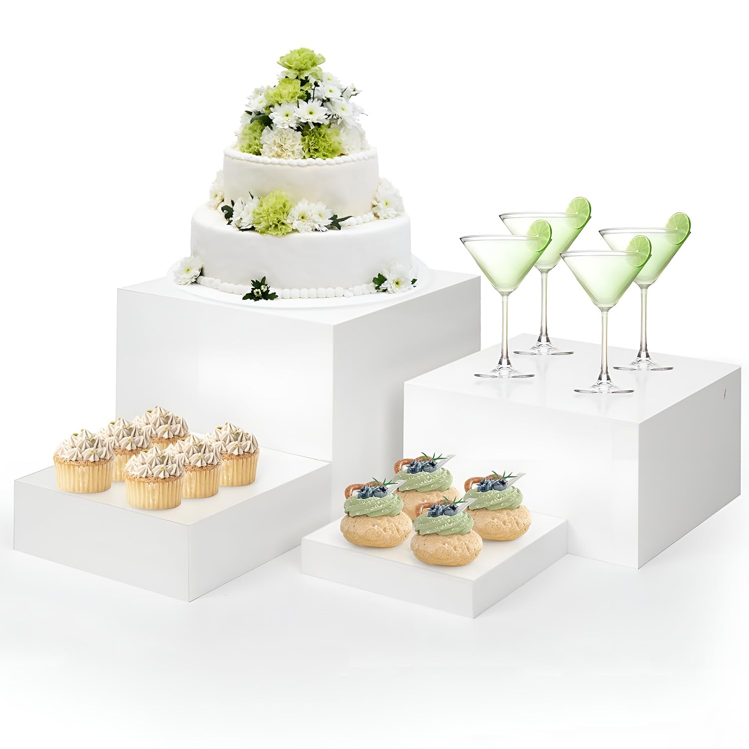 4PCS Cupcake Stand,5x6x7x8 Inch Buffet Risers,Food Display Stand Risers ...