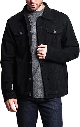 VICTORIOUS Men's Premium Cotton Casual Slightly Distressed Denim Jean ...