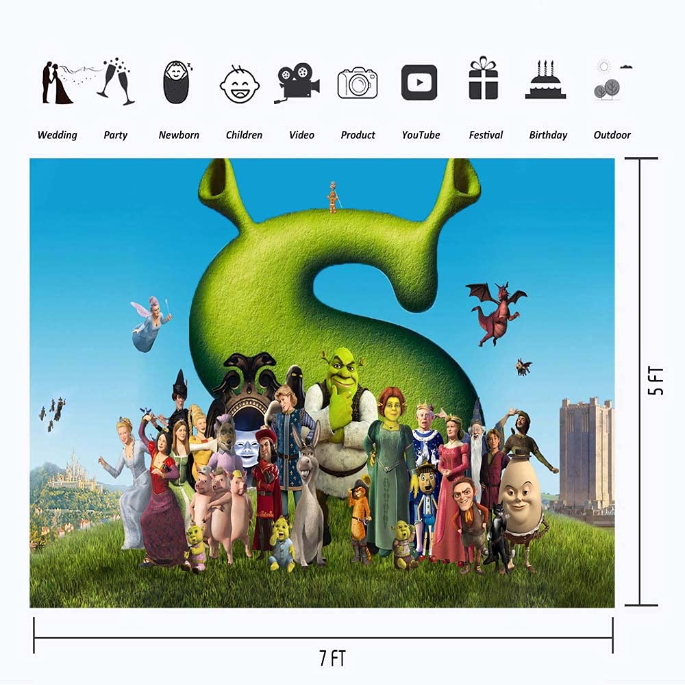 Jming Shrek Backdrop Shrek Birthday Backdrop 7x5 Vinyl Shrek Poster ...