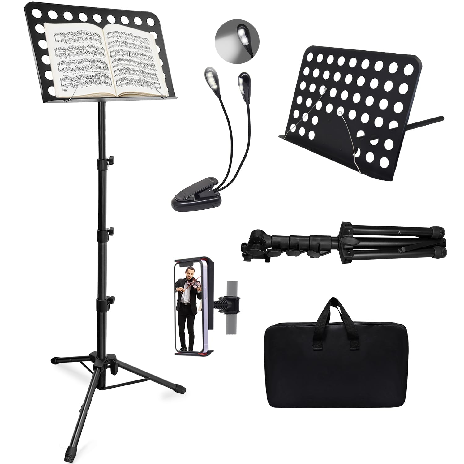 Amazon.com: Tialero 70" Sheet Music Stand with Light & Phone Holder ...