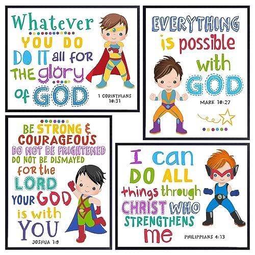 Amazon.com: Religion Superhero Wall Decor for Boys - Christian Wall Art ...