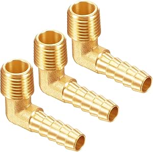 Uenede 3PCS Brass 1/2"NPT Male to 1/2" Barb 90 Degrees Elbow Thread Pipe Hose Barb Fittings for ...