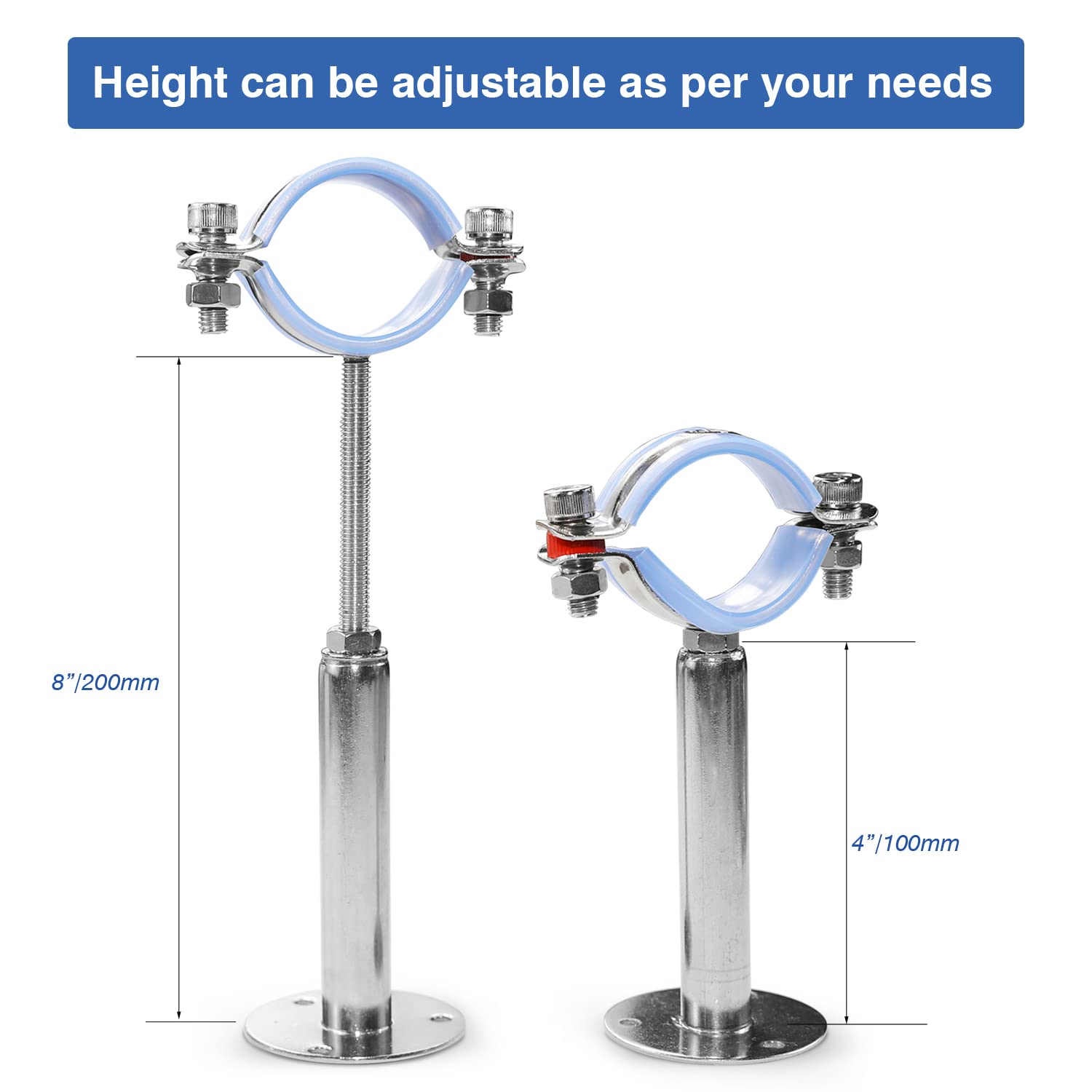 Snapklik.com : 2 Pcs 304 Stainless Steel Pipe Supports, Wall Mount ...