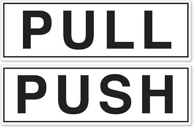 PUSH & PULL HORIZONTAL DOOR SIGN VINYL SAFETY STICKERS : Amazon.co.uk ...