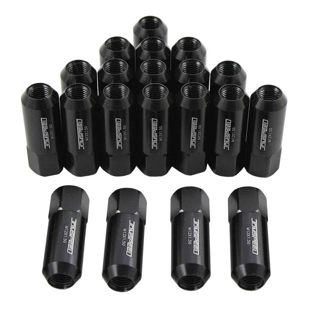 JDMSPEED Black 60MM Aluminum Extended Tuner Lug Nuts Replacement for ...