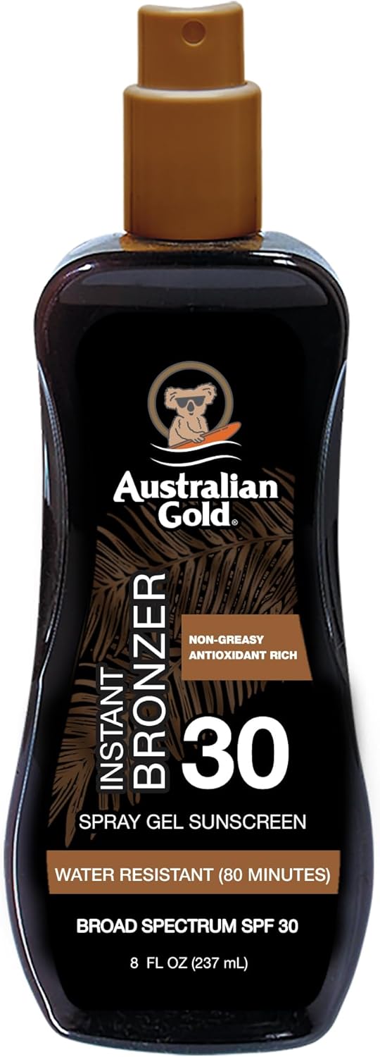 AUSTRALIAN GOLD SPF 30 Spray Gel Sunscreen with Instant Bronzer 8 fl oz ...