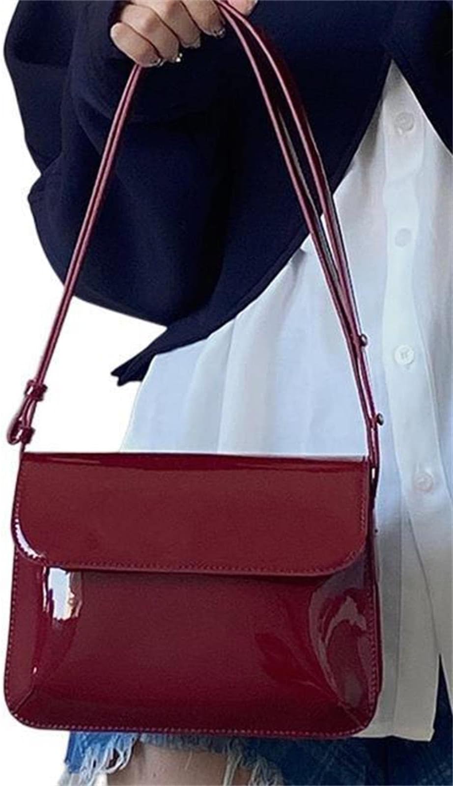 Iordan Handbag Retro Patent Shoulder Bag For Women Flap Small Square ...