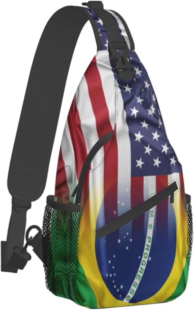 Amazon.com: Fnqkmlep American And Brazilian Flag Hiking Daypacks ...