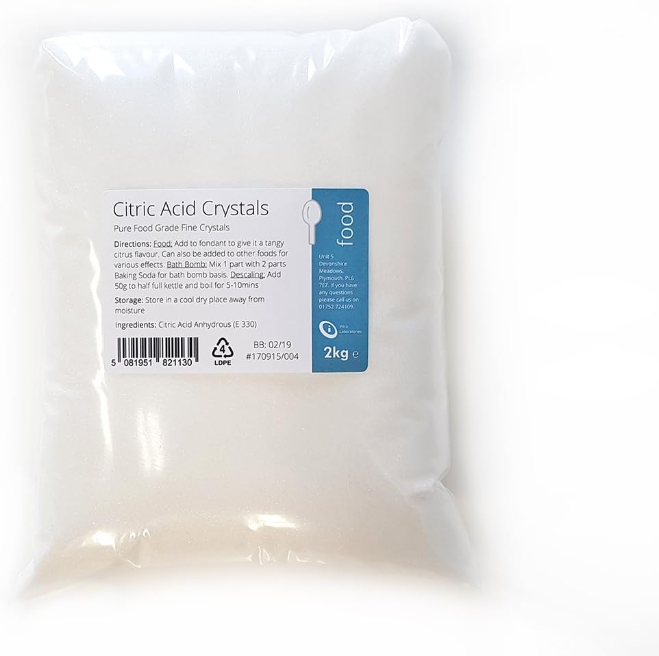 Citric Acid 2kg - 100% Pure Food Grade Fine Crystals : Amazon.co.uk ...