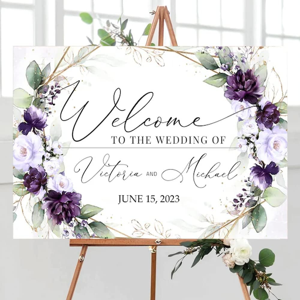 Amazon.com : Personalized Wedding Welcome Sign, Custom Wedding Sign ...