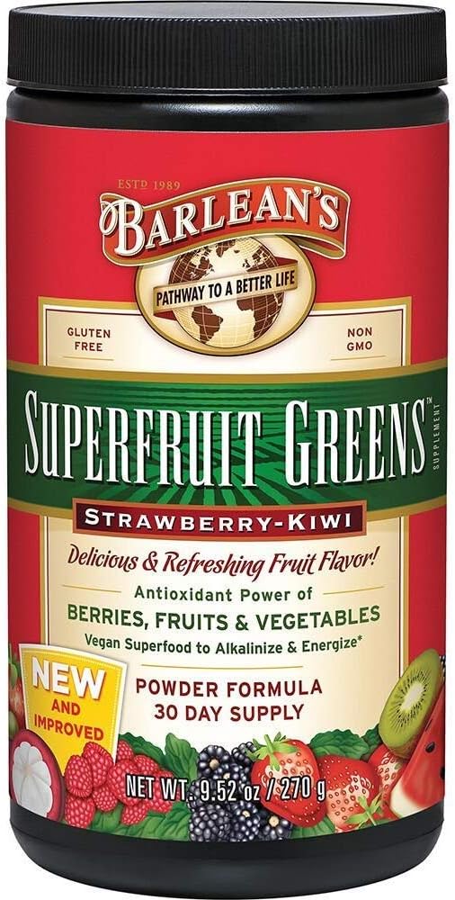 Amazon.com: Superfruit Greens - Strawberry Kiwi Barlean's 9.52 oz ...
