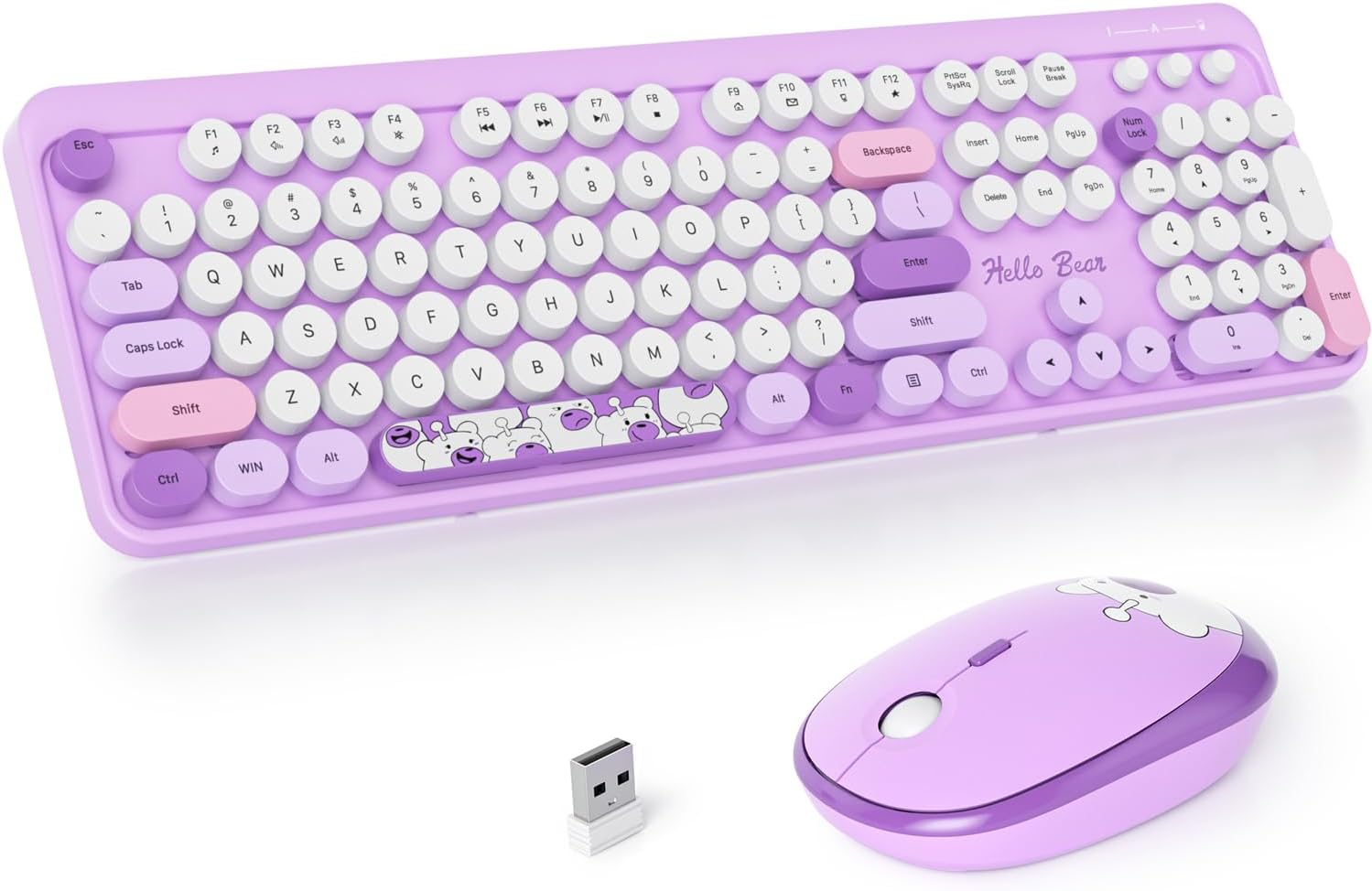 Amazon.com: Fogruaden Wireless Keyboard and Mouse Combo 2.4GHz Retro ...