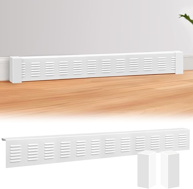 Gandeer 5 Ft Baseboard Heater Cover with Left and Right End Caps White ...