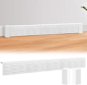 Gandeer 5 Ft Baseboard Heater Cover with Left and Right End Caps White ...
