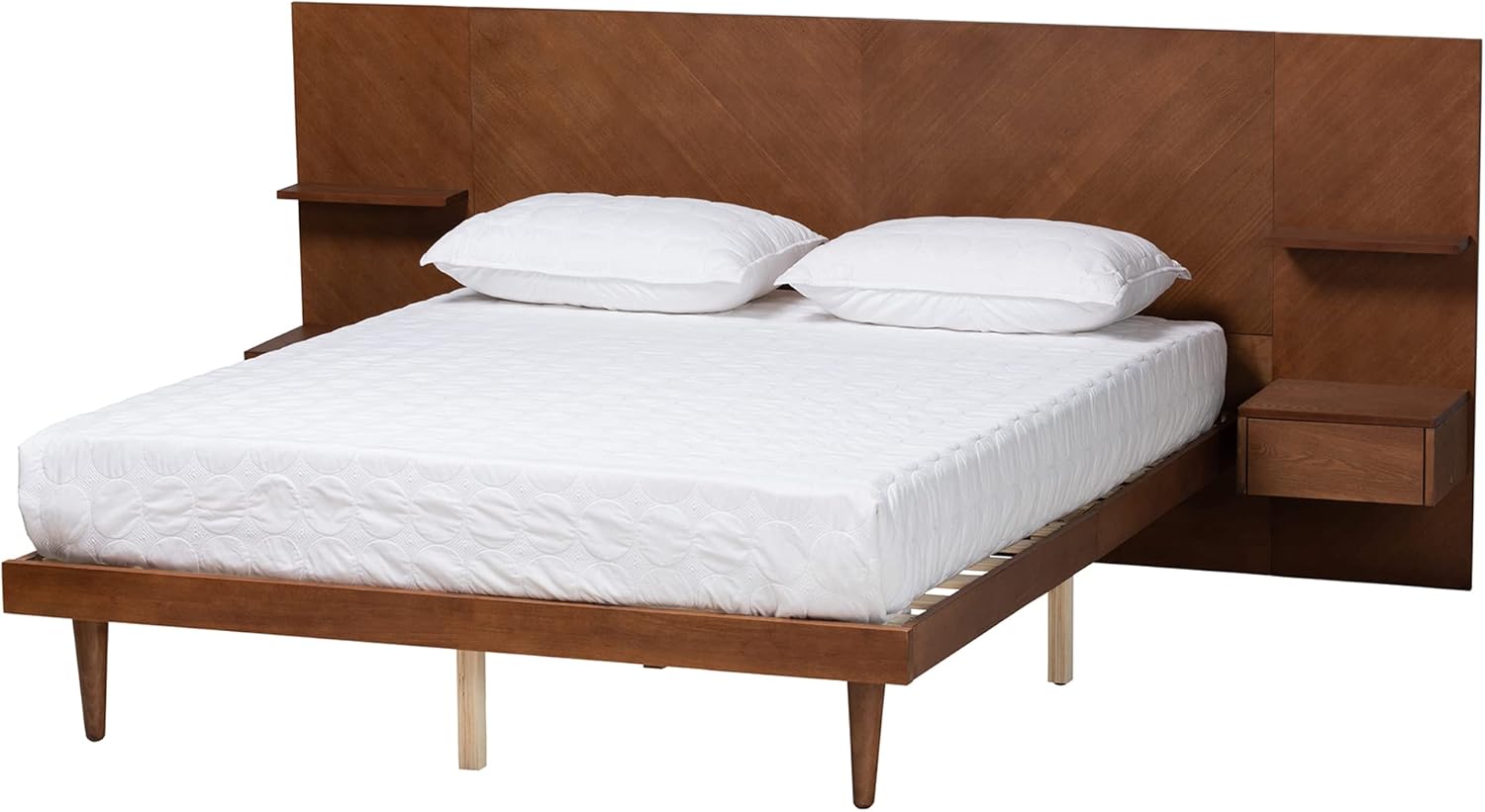 Amazon.com: Baxton Studio Graham Bed (Platform), Queen, Ash Walnut ...