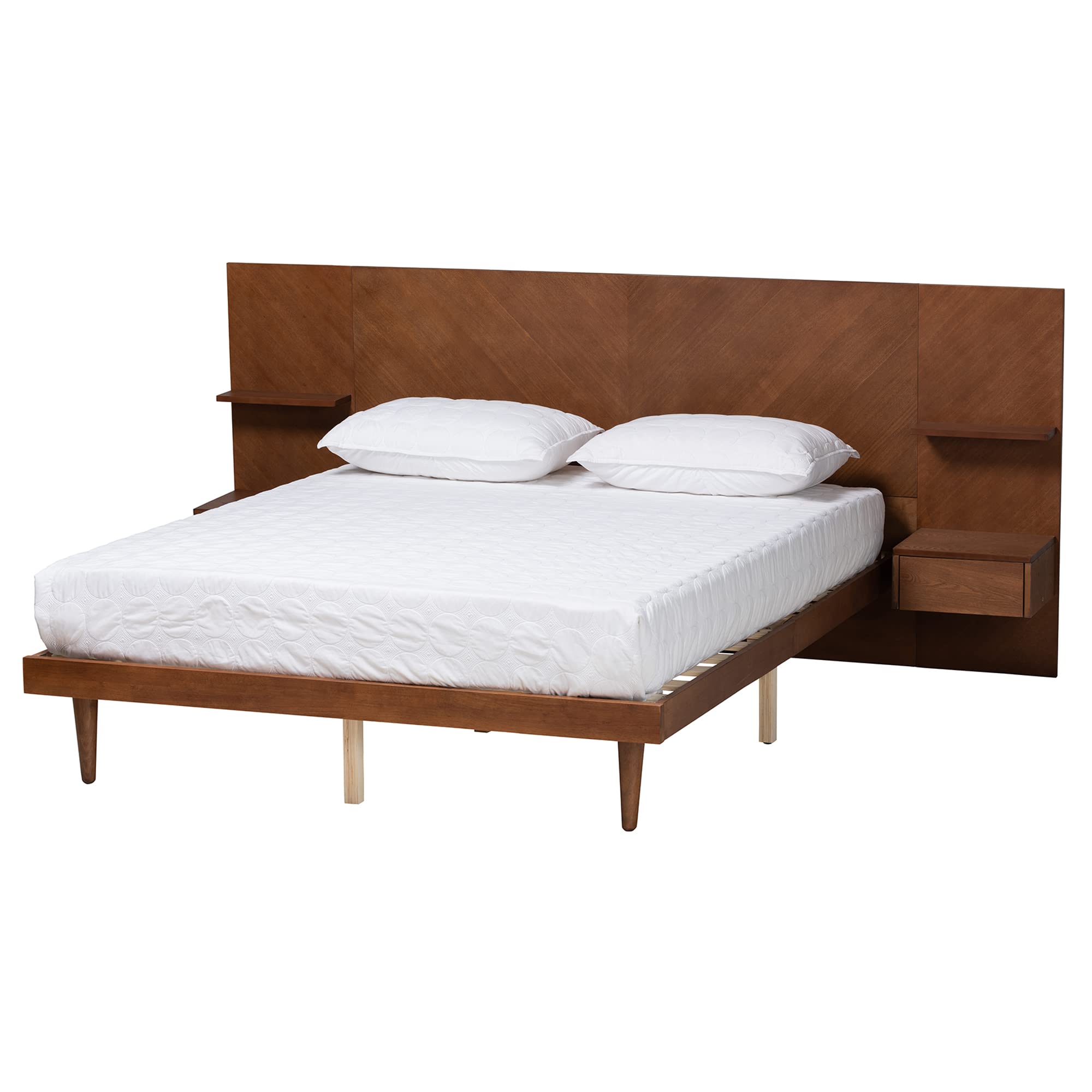 Amazon.com: Baxton Studio Graham Bed (Platform), Queen, Ash Walnut ...