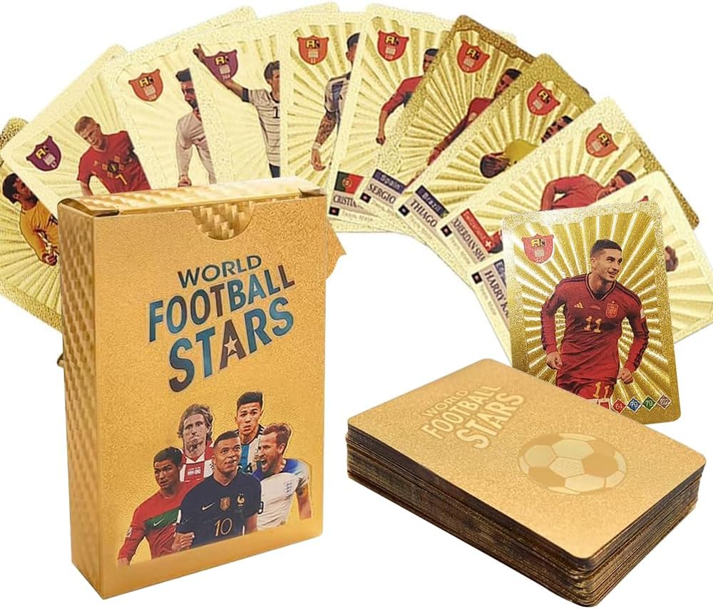 Dhqkqg Football Star Cards 2025 - 55Pcs Gold Foil Collectible Soccer ...