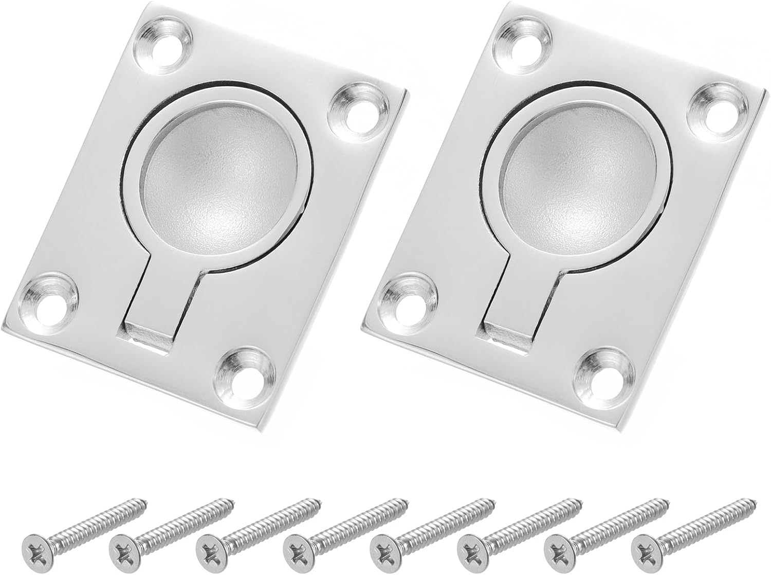 uxcell Flush Ring Pull Handle, 2Pcs 48 x 38 mm - 316 Stainless Steel ...