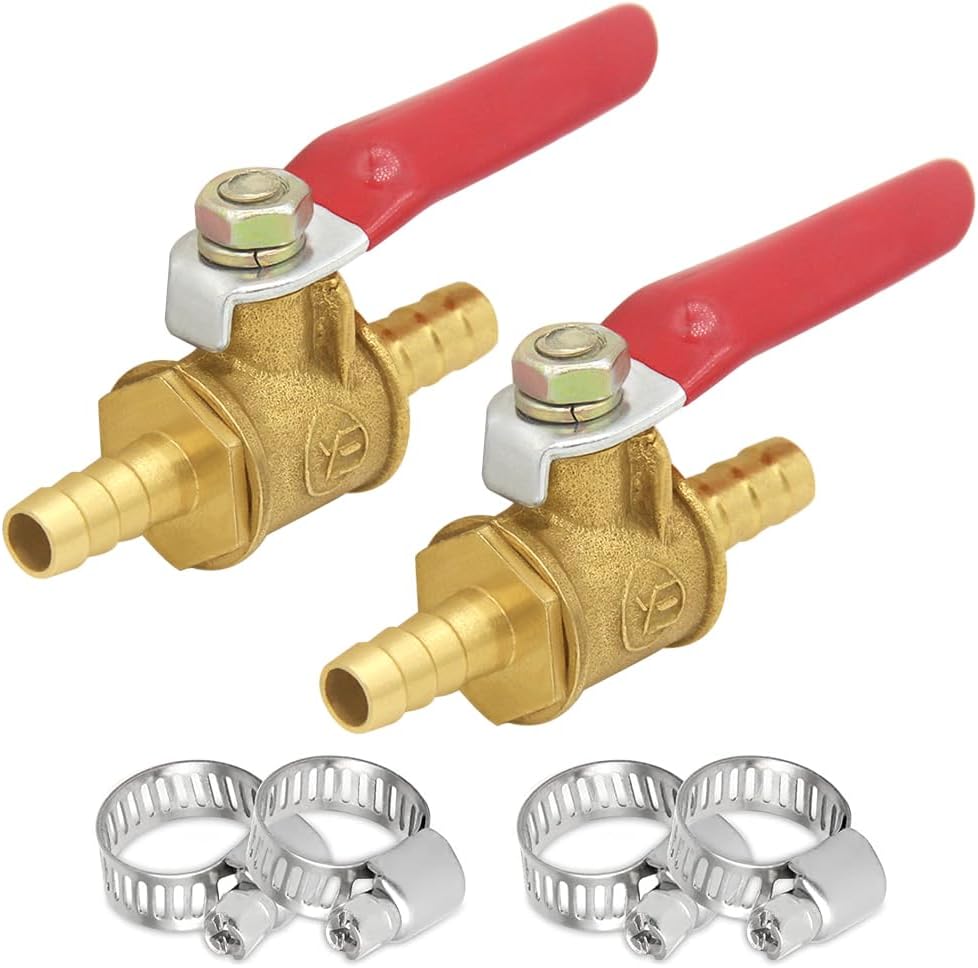 Amazon.com: Uenede 2PCS Brass 1/4" Hose Barb Ball Valve 2-way Mini Shut ...
